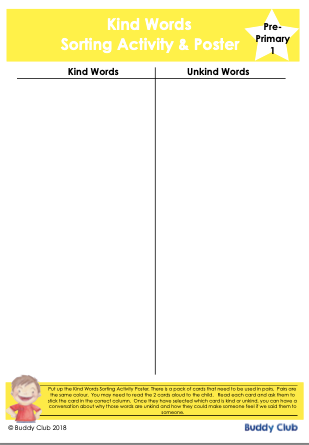 Chit & Chat: PP: 1. Kind Words - Poster/ Activity – Buddy Club